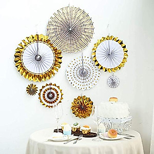 VIDAL CRAFTS Gold Engagement Party Decorations, 6 Pcs Paper Fans, MR&MRS Banner, Love Foil Balloon, Engagement Balloons, She Said Yes Banner, Gold Themed Engagement Party Kit or any kind of engagement party decor