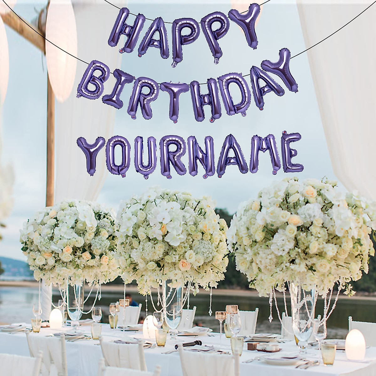 UWPVOWSR Purple Personalized Name Happy Birthday Balloon Banner Happy Birthday Balloon Letters Balloons 2 Sets A- Z 16 inch Mylar Foil Birthday Party Decorations for Kids Women Men Boys Girls Adults