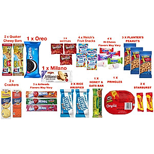 Ultimate Snacks Care Package Comes in Beautiful Gift Box- (40 count) Bulk Variety Sampler, Chips, Cookies, Bars, Candies, Nuts,, Great For Christmas, Office Meetings , Friends & Family, Military, College Students, New Year