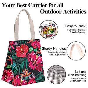 iknoe Lunch Bag Insulated Lunch Bags for Women & Men, 9L Reusable Lunch Tote, Portable Adult Thermal Large Lunch Cooler for Work Picnic Beach (Botanic)