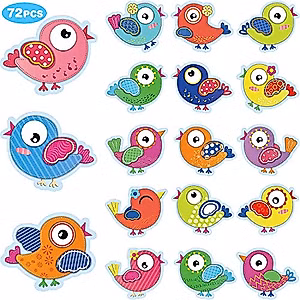 72 Pieces Boho Birds Cut-Outs Multicolor Bird Cutouts Bird Bulletin Board Decorations for Classroom Birthday Party Supply