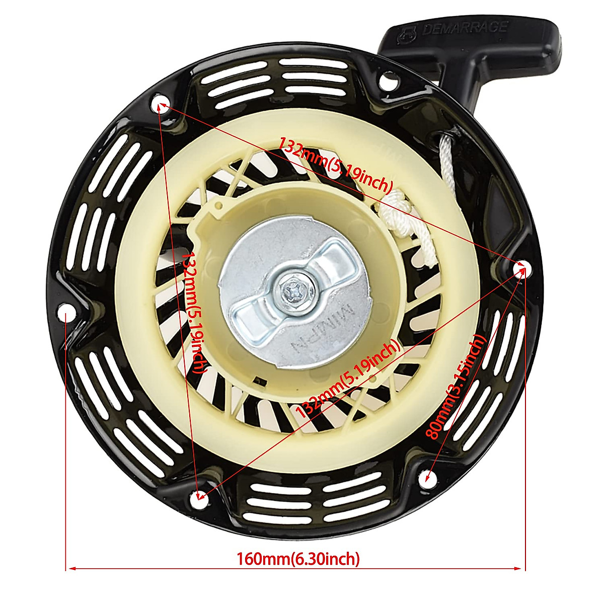 Fvrito Pull Recoil Start Spark Plug for 196cc 5.5hp 6.5hp Coleman BT200X CT200U Trail CT200U-EX Motovox MBX20 MB200 Baja MB200 Predator 212cc Mini Bike Motor Hammerhead 80T TrailMaster Go Kart Black