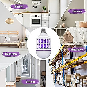 2 Pack Bug Zapper Light Bulbs, 2 in 1 Mosquito Light Bulb, Flying Insect Trap UV LED Lamp for Patio and Indoor