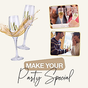 Mr and Mrs Champagne Flutes - Wedding Champagne Flutes for Bride & Groom Champagne Glasses - Mr and Mrs Gifts - 6oz Wedding Glasses for Bride and Groom Gifts, Wedding Toasting Glasses, Wedding Flutes