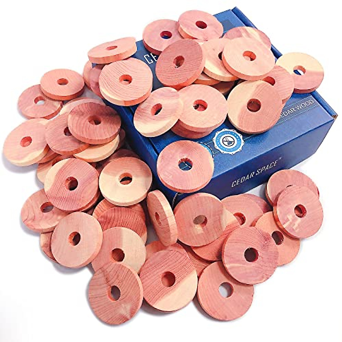 Cedar Space Cedar Blocks for Clothes Storage 100% Natural Aromatic Red Cedar Rings 72Pcs Protection for Wardrobes Closets and Drawers