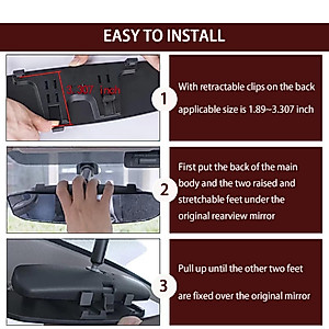 QODOLSI Large Panoramic Rear View Mirror, Universal Wide Angle, Interior Clip On for Car SUV Trucks (11.7In x 3.5In) Convex Curve 300mm