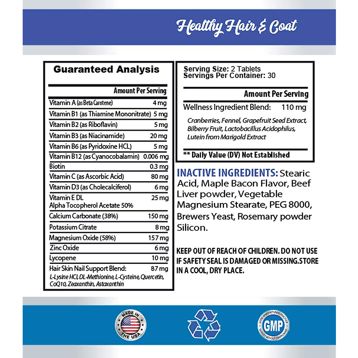 Immune Booster for Dogs - Dogs Hair and Coat Complex - Advanced Skin Relief - Good for Nails - Dog Vitamin b6-2 Bottles (120 Tablets)