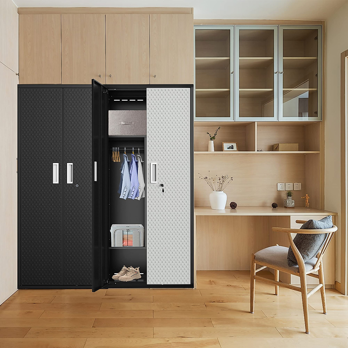 TOPKEY Metal Storage Locker Cabinet for Home Office and Garage with Adjustable Shelves and Lockable Door