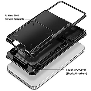 Vofolen for iPhone 14 Case Wallet Cover 4-Card Credit Card Holder ID Slot Scratch Resistant Dual Layer Hybrid Protective Hard Shell Rugged TPU Bumper Armor Case for iPhone 14 case 6.1 inch Black