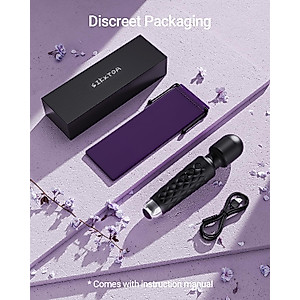 SIKXTOA Vibrator Wand Sex Toys, Female Adult Vibrators for Her, Wand Massager, Clit Stimulator Sex Toy, Dildo, with 8 Speeds of Pleasure & 20 Patterns, Waterproof (Classic Black)