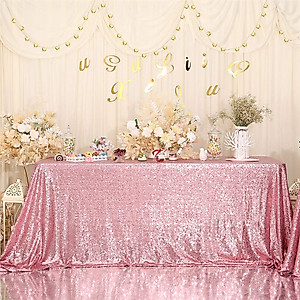 Eternal Beauty Sequin Tablecloth, 50x80 Rectangle Valentine's Day Sequin Tablecloth for Party Cake Dessert Table Exhibition Events,Fuchsia Pink