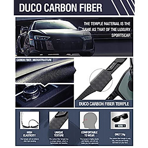 DUCO Square Polarized Sunglasses for Men LightWeight Carbon Fiber UV400 Protection Sun Glasses 8206