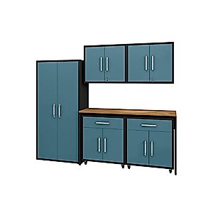 Manhattan Comfort Eiffel Garage Cabinets and Storage System, Set of 6, Blue
