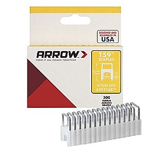 Arrow 591168 Genuine T59 Steel 1/4-Inch by 5/16-Inch Insulated Staples for Cable and Wiring, Clear, 300 Count