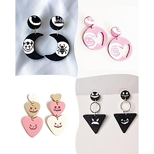 Puocaon Halloween Clay Silk Screen - 8 Pcs Reusable Silk Screen Stencils for Polymer Clay Jewelry Making, Individual Pattern Design for Halloween Theme on 8 Silk Screen Stencils, Polymer Clay Tools