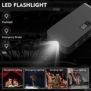 3000A Peak Battery Jump Starter 16000mAh Jump Pack 1600A Rated 12V with Jumper Cables, Portable Battery Booster with USB QC 3.0 PD 18W Fast Charging for Car 7.2L Gas/5.5L Diesel Engine