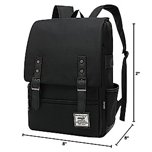 Wesoke Vintage Women Laptop Backpack, School College Student Bookbag Travel Rucksack Casual Daypack Business Work Computer Back Pack for Men, Fashion Nurse Bag Fits 15.6 Inch Notebook, Black