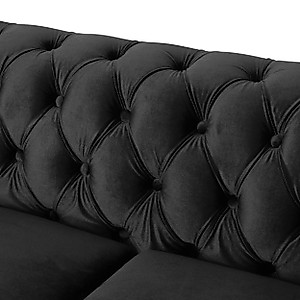 Christopher Knight Home Brinkhaven Tufted Loveseat with Nailhead Trim - Velvet - Black/Dark Brown