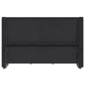 Jocisland King Bed Frame Upholstered Bed Wingback Headboard Velvet Tufted Diamond Button/No Box Spring Needed/Easy Assembly/Black