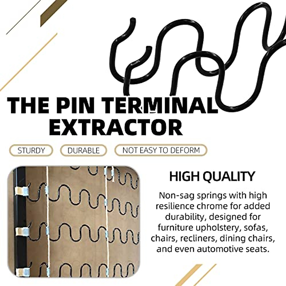 Wokape 31Pcs Couch Spring Repair Set, 27 Inch No Sag Springs, S-Clips, Hooks, Dual Hook Tension Springs, Nails and Dust Cover, Sofa Upholstery Spring Replacement Kit for Repair Couch Recliner Chair