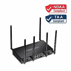 TRENDnet AC3000 Tri-Band Wireless Gigabit Dual-WAN VPN SMB Router, MU-MIMO, Wave 2,Internet Router, Whole Office-Home Wifi, Pre-Encrypted Wireless, QoS,Inter-VLAN Routing, Black, TEW-829DRU