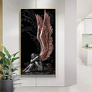 YALKIN Diamond Painting Kits for Adults, DIY 5D Diamond Painting Paint Angel Wings by Number with Gem Art Drill Diamond Painting Kits for Kids for Home Wall D cor 15.7x27.56inch