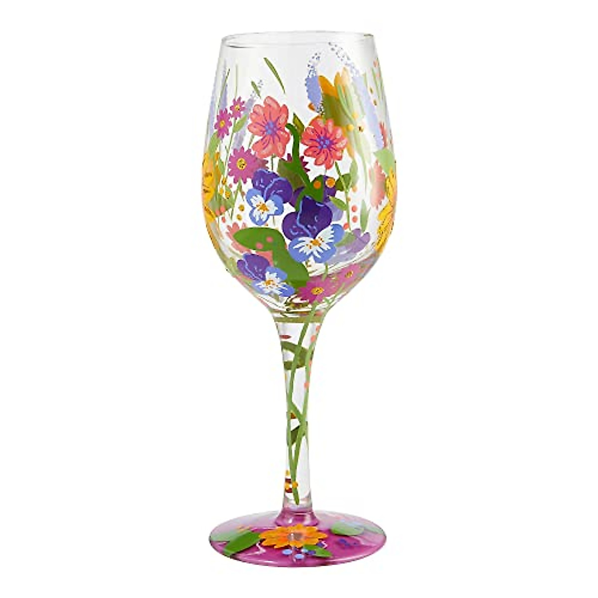 Enesco Designs by Lolita Garden' Hand-Painted Artisan Wine Glass, 1 Count (Pack of 1), Multicolor