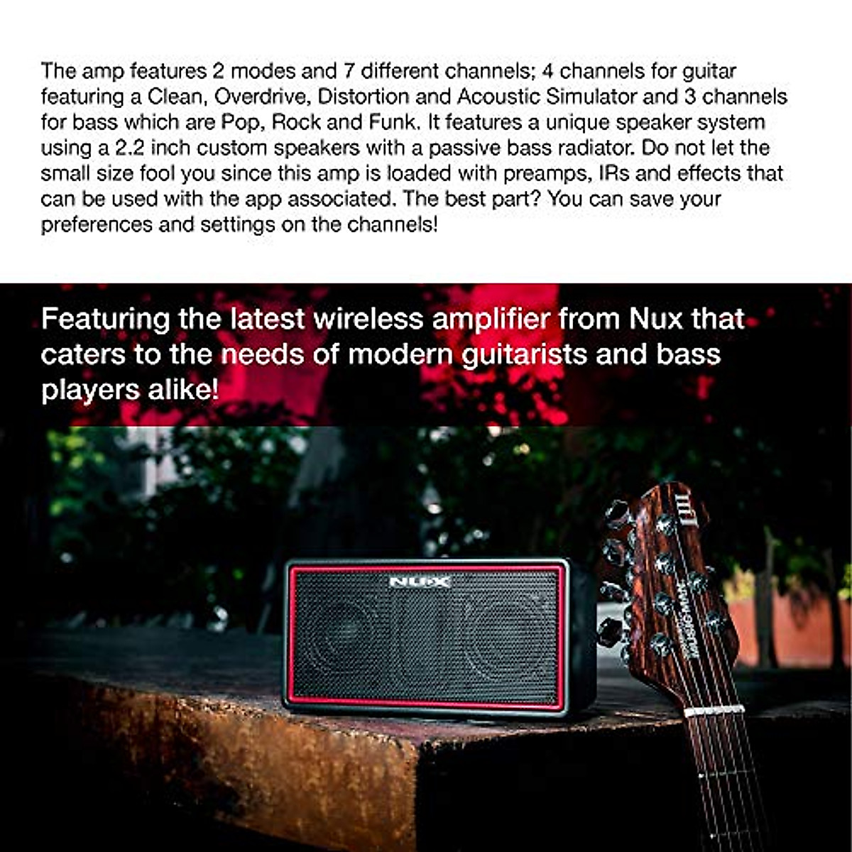 NUX Mighty Air Wireless Stereo Modelling Guitar/Bass Amplifier with Bluetooth,Mobile App