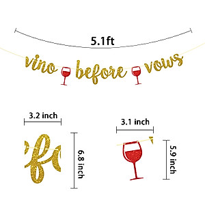 Dill-Dall Vino Before Vows Banner, Bridal Shower Banner, Bridal Shower/Bachelorette Wine Winery Party Decorations (Gold)