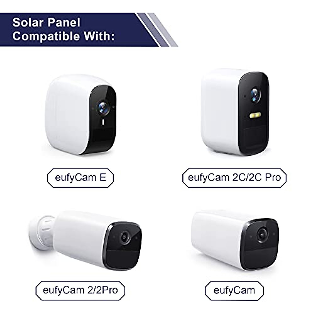 5W Solar Panels Compatible with Eufycam 2/2 Pro/2C/2C Pro/E, Waterproof Solar Powered Battery Charger for EufyCam with Visual LED Indicator, Wall Mounting Bracket Ground Stake -13ft Cable