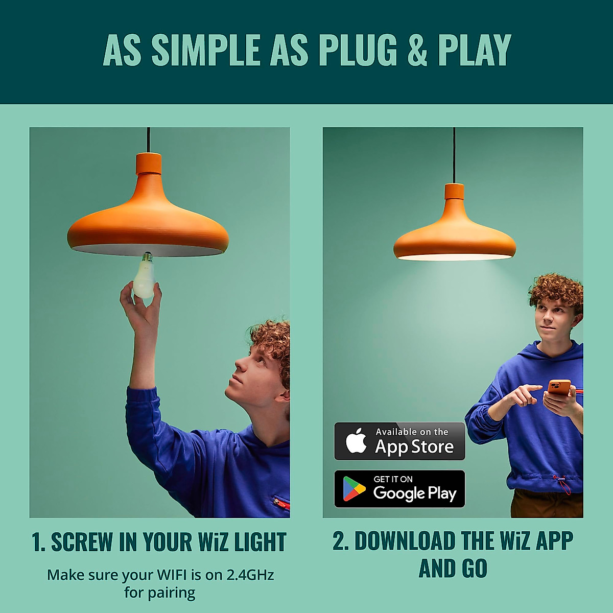 WiZ Connected 65W BR30 LED Smart Light Bulbs - Connects to Your Wi-Fi - E26 Smart Bulb - Control with Voice or App + Activate with Motion - Matter Compatible - 2 Pack