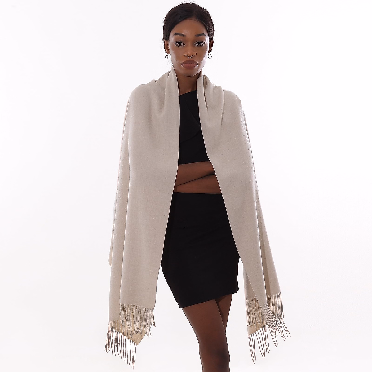 RUI VTRON Womens Winter Scarf Beige Pashmina Shawls and Wraps for Evening Dresses Warm Blanket Scarf for Wedding