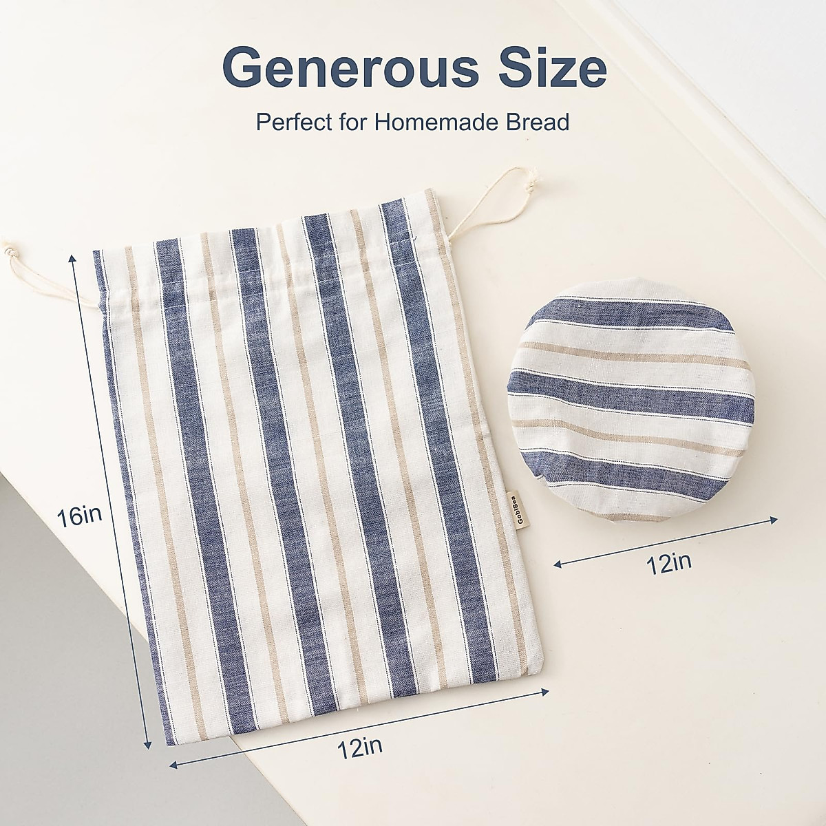 GobiSea Bread Bags for Homemade Bread Sourdough with Bowl Cover, Reusable Linen Bread Storage Bag Sourdough Bread Bags - Plastic Lined - with Bread Proofing Cover