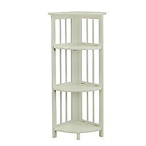 Casual Home 4-Shelf Corner Folding Bookcase, White