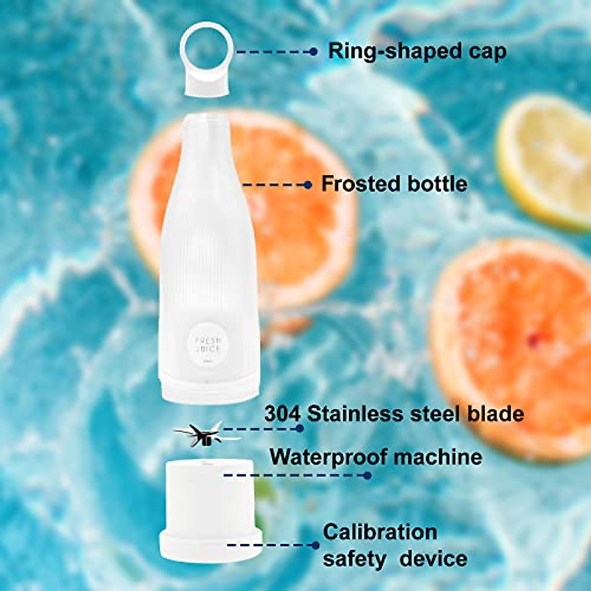 Portable Blender, Personal Blender for Shakes and Smoothies with USB Rechargeable Mini Fruit Juice Mixer, Personal Size Blender for Shakes and Smoothies Mini Juicer Cup Travel 450ML