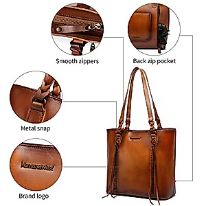 Montana West Purses and Handbags for Women Genuine Leather Concealed Carry Tote Purse Hobo Shoulder Bag,MWG01-G9068BR