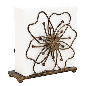 OwlGift Flower Style Napkin Holder, Freestanding Tissue Dispenser, Dining Table Napkin Storage for Home Kitchen Restaurant Picnic Party Wedding Housewarming – Bronze