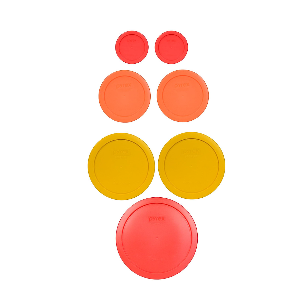 Pyrex Bundle - 7 Items: Pyrex (1) 7402-PC 6/7 Cup (2) 7201-PC 4-Cup Plastic Lids & (2) 7200-PC 2-Cup Plastic Lids & (2) 7202-PC 1-Cup Food Storage