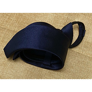 Kihatwin Men Big Boys Navy Blue Zipper Tie Stylish Elegent Pre-tied Necktie Best for Gift