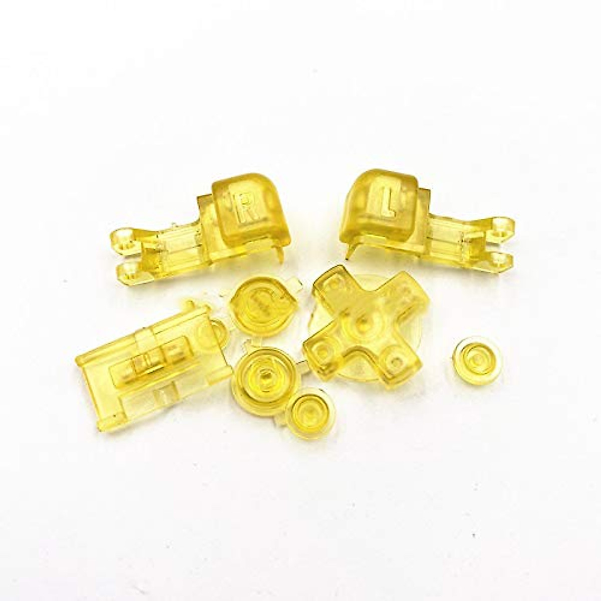 Plastic A B Select Start L R Buttons D Pad for Gameboy Advance SP GBA SP Full Button Set Transparent Yellow