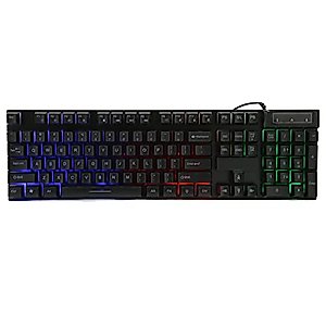 Wired Gaming Keyboard,RGB Backlit USB Gaming Keyboard,104 Keys Ergonomic Computer Keyboard,QWERTY Layout,for Home/Office/Laptop/Work/Gaming(Black)