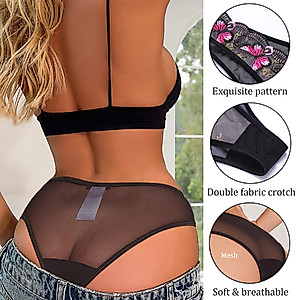 Avidlove Sexy Panties for Women Mesh Butterfly Cheeky Underwear Cut-out Hipster Panty