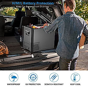 ACONEE 12 Volt Car Refrigerator 42 Qt RV Portable Freezer Electric Cooler Compressor Car Fridge -4℉-68℉ Car Fridge 12/24V DC & 100-240V AC for Car, RV, Truck, Van, Camping, Travel, Outdoor