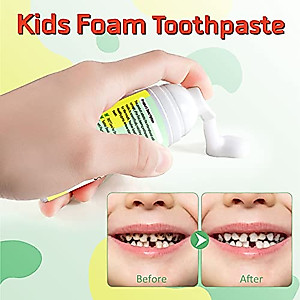 Foam Toothpaste Kids,Whitening Toothpaste with Low Fluoride&Natural Formula,Kids Foaming Toothpaste for U Shaped Toothbrush (Strawberry&Watermelon)