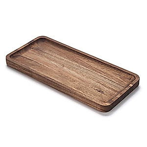 Bathroom Vanity Tray, Acacia Wood Counter Tray, Toilet Tank Tray, Appetizer Charcuterie Snack Serving Board, 11.8 x 5.5 x 0.8 inch