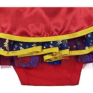 WARNER BROS DC Comics Justice League Wonder Woman Newborn Baby Girls Cosplay Costume Bodysuit Dress Cape and Headband Set 3-6 Months