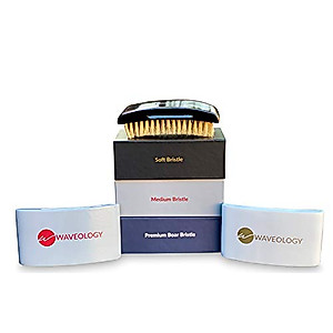 360 Waves Brush- Gray Rectangular Curved - (Medium Bristles) - Waveology Grooming Co.