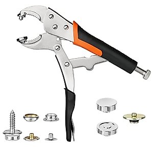 Sopnom Heavy Duty Snap Fastener Tool (3 Replaceable Dies), Adjustable Snap Buttons Kit Tool with Pucher, Includes 10 Sets 15mm Snaps for Boat Cover, Replacing Metal Snaps, Boat Covers, Canvas, Tarps