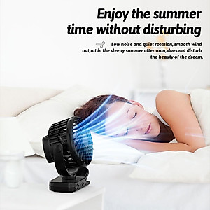 ENCHANTLIVING Portable Mini Clip On Fan,Desk Fan,Neck Fan,2.8 Inch Rechargeable,720 degree Rotate,3 Speed Quiet Mini Clip Fan,Small Clip on Fan Ideal For Outdoor Bedroom Office Camping Travel (black)