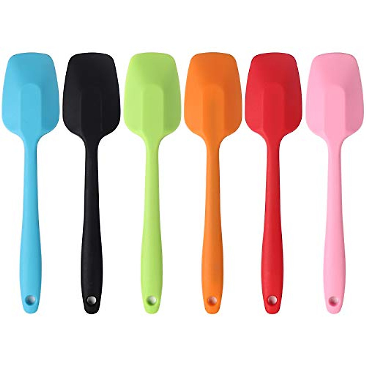 Silicone Spatulas, 8.2 inch Small Rubber Spoon Spatula Heat Resistant Seamless One Piece Design Non-Stick Spoonula Flexible Scrapers Baking Mixing Tool (6 Pcs)